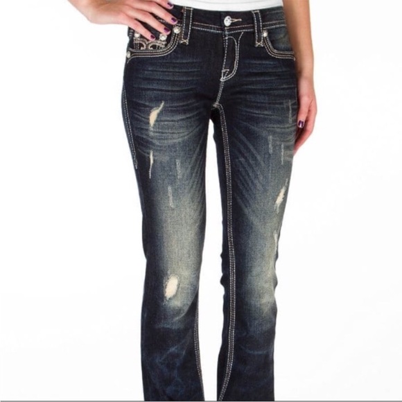 Rock Revival | Jeans | Rock Revival Drew Boot Stretch Blue Distressed Embroidered Jeans Women ...